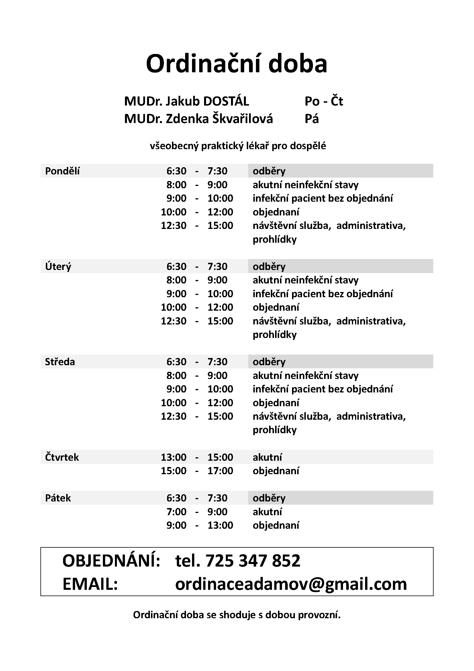 Nová ordinace praktického lékaře pro dospělé v Adamově | Město Adamov